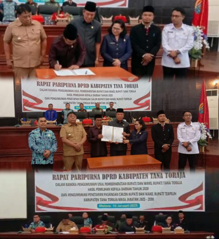 DPRD Kabupaten Tana Toraja Gelar Rapat Paripurna Pemberhentian dan Penetapan Bupati dan Wakil ...